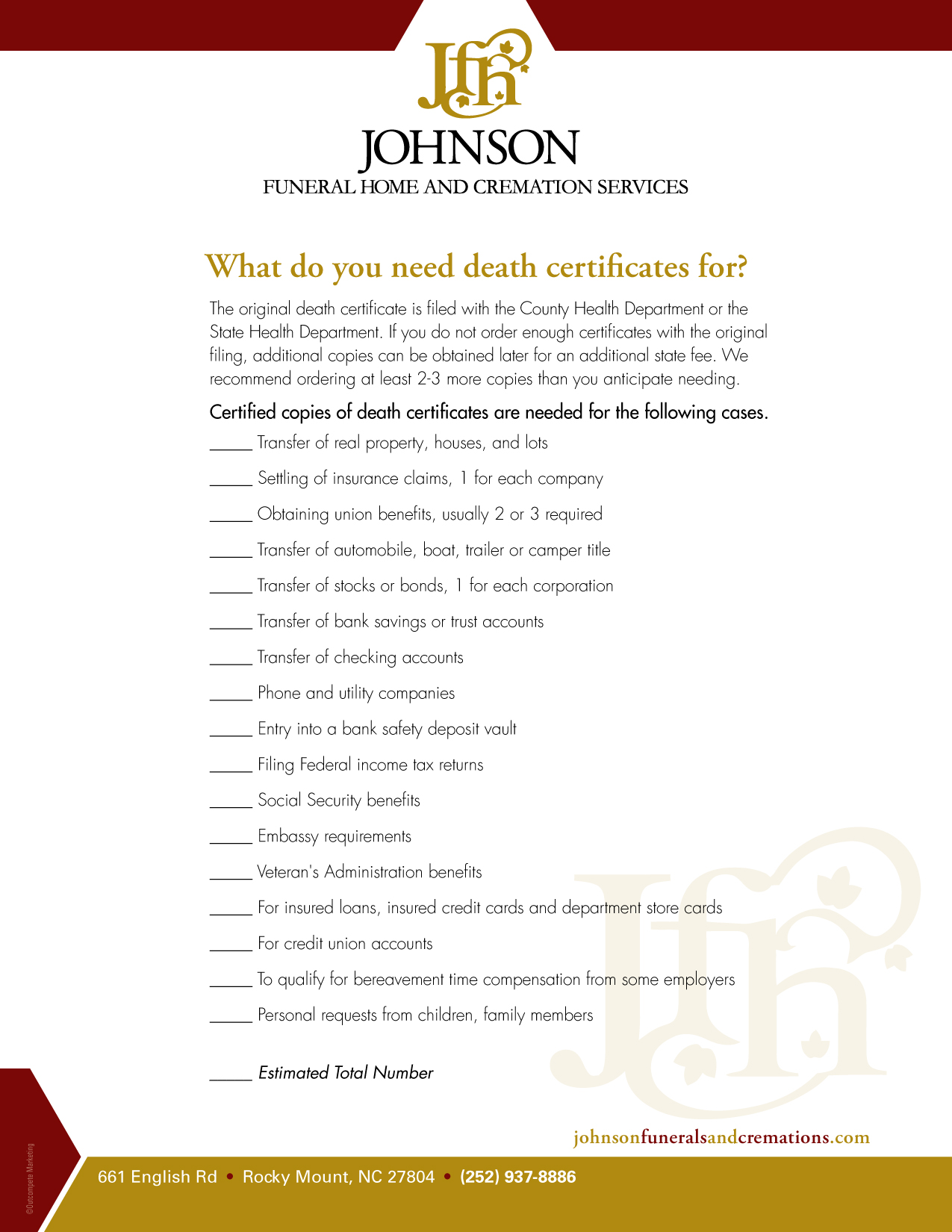 Forms Library - Johnson Funeral Home Rocky Mount